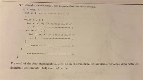 solved q3 consider the following c like program that was