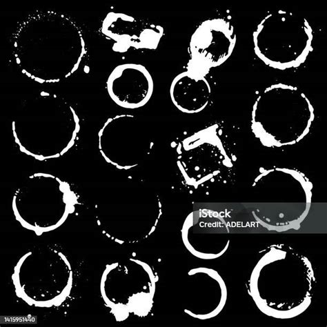 그런 지 커피 얼룩 잉크 와인 물 페인트 또는 기타 액체 컵 얼룩 디자인 요소 스프레이 스플래시 컬렉션 추상 벡터 일러스트레이션