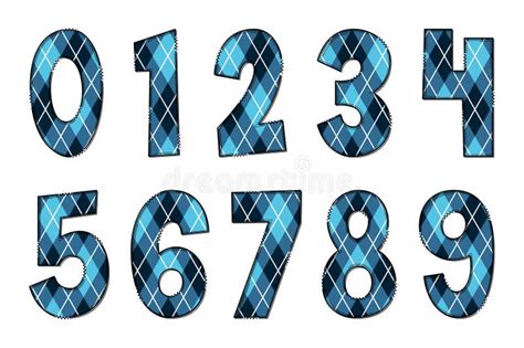 Handcrafted Blue Geometric Numbers Color Creative Art Typographic Design Stock Vector