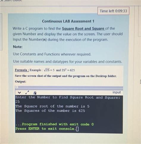 solved time left 0 09 33 continuous lab assessment 1 write a