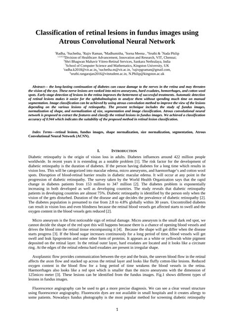 Pdf Classification Of Retinal Lesions In Fundus Images Using Atrous Convolutional Neural Network