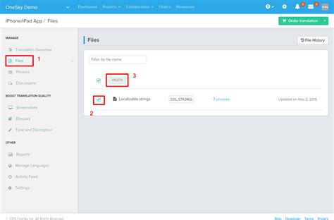 How To Delete A File OneSky