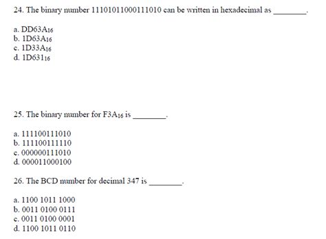 Solved 24 The Binary Number 11101011000111010 Can Be