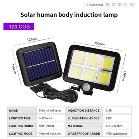 Napelemes Cob Led Lámpa Mozgásérzékelővel és Alkonykapcsolóval LF 1520 Gold Media