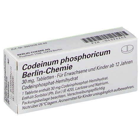Codeinum Phosphoricum Berlin Chemie 30 Mg 20 St Mit Dem E Rezept Kaufen