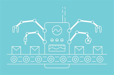 Thin Line Style Assembly Line Stock Illustration Download Image Now Conveyor Belt Arm