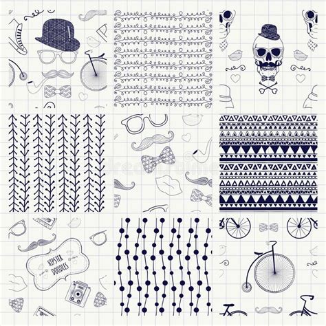 Pen Drawing Seamless Textures Stock Vector Illustration Of Striped Artistic