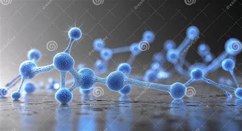 Abstract Blue Molecular Structure With Glowing Nodes And Connections Stock Image Image Of