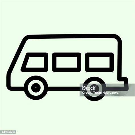 스쿨 버스 노선 아이콘입니다 복고풍 미니밴 또는 미니버스 개요 스타일 픽토그램은 흰색 배경에 있습니다 학생이나 학생을 위한 스쿨 밴 교통 모바일 개념 웹 디자인 벡터 그래픽