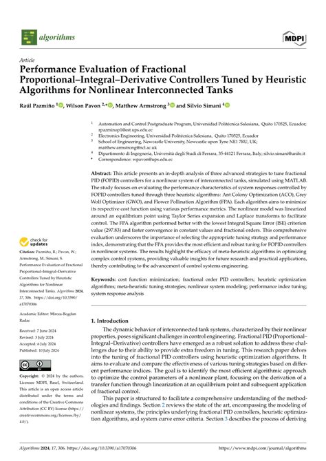 Pdf Performance Evaluation Of Fractional Proportionalintegral