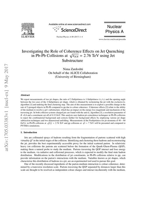 Pdf Investigating The Role Of Coherence Effects On Jet Quenching In Pb Pb Collisions At Sqrt