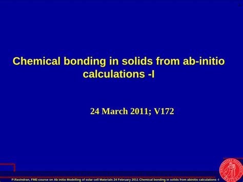 Pdf Chemical Bonding In Solids From Ab Initio Calculations Ifolkuionoravifme2011lectures