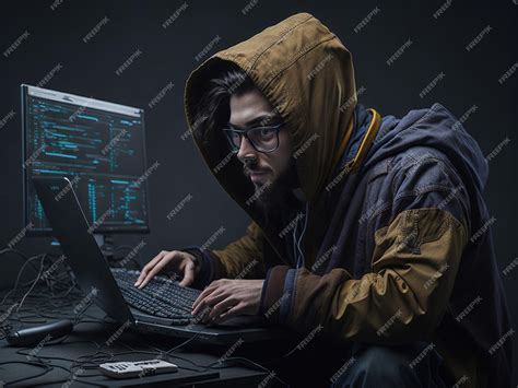 Premium Ai Image Smart Male It Programer Working On Desktop Computer In Data Center System