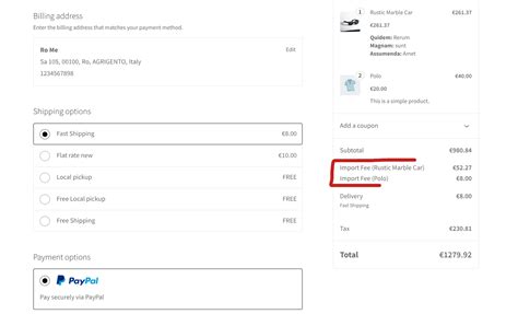 Woocommerce Per Product Checkout Fees Tariffs