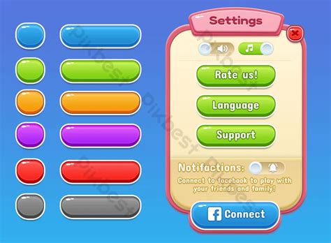 Vector Game Ui Kit Buttons Icons And Pop Ups With Editable Text🐟 Descubra O Mundo De