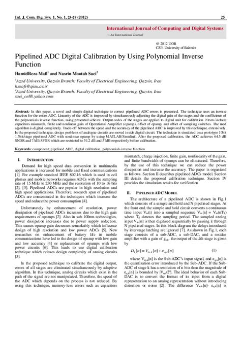 Pdf Pipelined Adc Digital Calibration By Using Polynomial Inverse