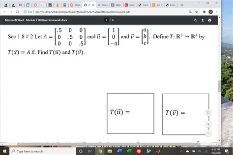 Solved Define T R 3 To R 3 By T X Ax Find T U And Chegg Com