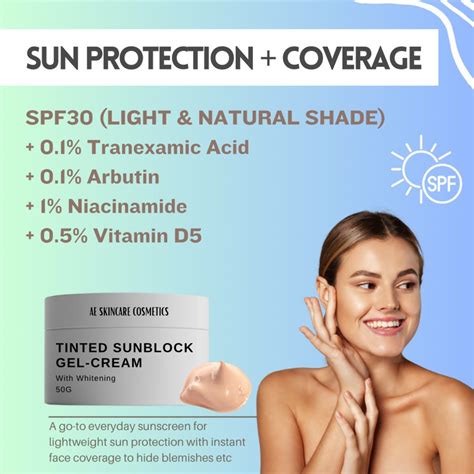 Tinted Sunblock Spf30 Light And Natural Shade Sunscreen Gel Cream