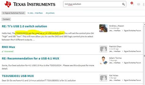 TS3USB3031 USB MUX Is 1 3 Mux Do We Have A Similar 1 4 Mux Solution Switches Multiplexers