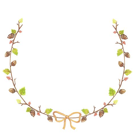 가을 테두리 일러스트 도토리와 나뭇잎 리본 유토이미지 상세페이지 베이직샵 일러스트 21540114