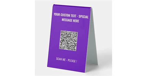 Custom Qr Code Scan Info And Text Table Tent Sign Zazzle