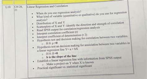 Solved Linear Regression And Correlation When Do You Use