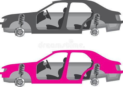 Carro Com As Rodas Fora Das Portas Fora Do Auto Corpo Ilustração Do