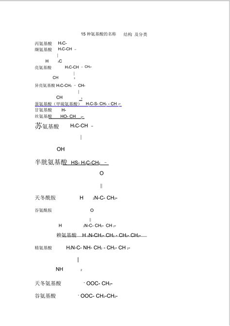 20种氨基酸的名称结构及分类