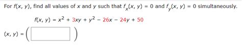Solved For F X Y Find All Values Of X And Y Such That