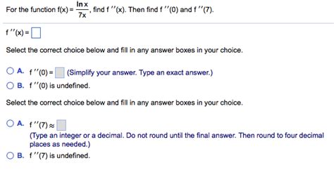 Solved For The Function Fx InX Find F X Then Find F Chegg Com