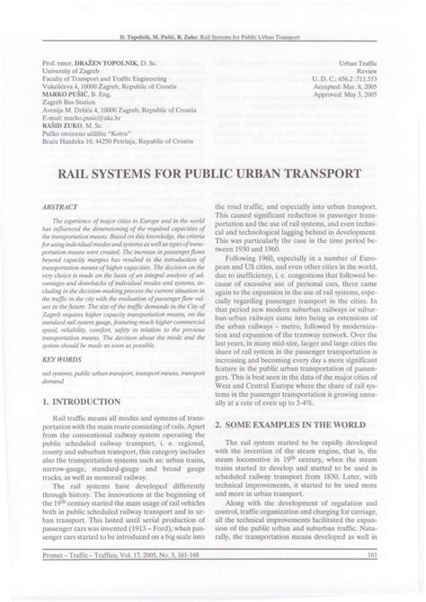 Pdf Rail Systems For Public Urban Transport