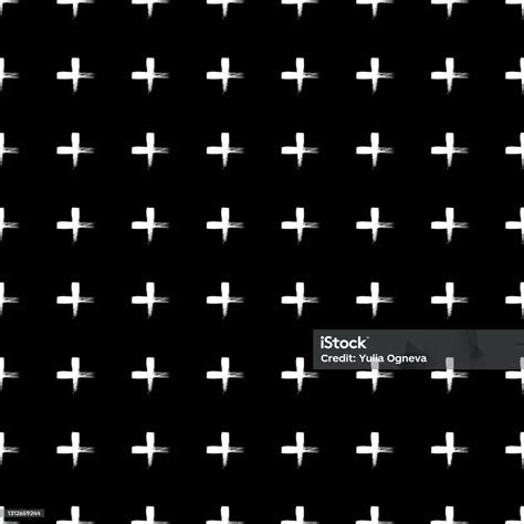검은 색 배경에 고립 된 흰색 손으로 그린 스트로크와 매끄러운 현대적인 패턴 추상 흑백 일러스트레이션 플러스 기호 가리기에 대한 스톡 벡터 아트 및 기타 이미지 Istock