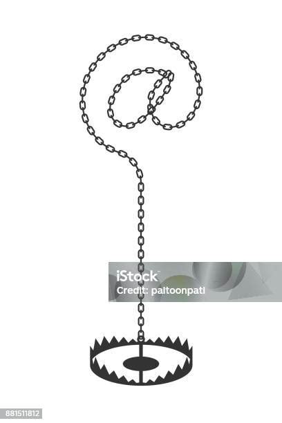 비즈니스 트랩 온라인 디자인 세로 설정 트랩 및 체인 개념 아이디어 그림 흰색 배경에 고립에서 만든 기호 강철에 대한 스톡 벡터 아트 및 기타 이미지 Istock
