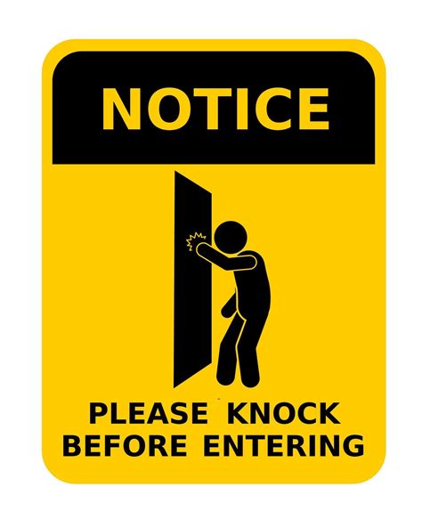 Warning Sign To Knock On The Door Before Entering 48931204 Vector Art