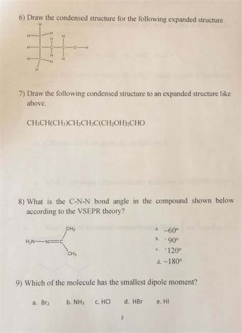 Solved 6 Draw The Condensed Structure For The Following