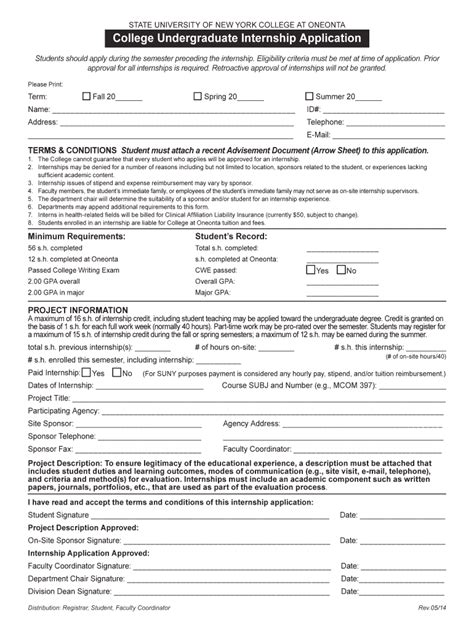 College Undergraduate Internship Application Form Fill Out And Sign Printable Pdf Template