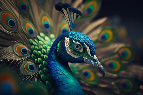 Premium Photo Peacock Colorful Face Close Up View