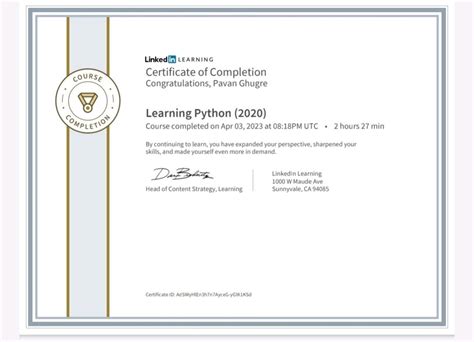 Python Linkedin Coursecompleted Learning Coursesonline