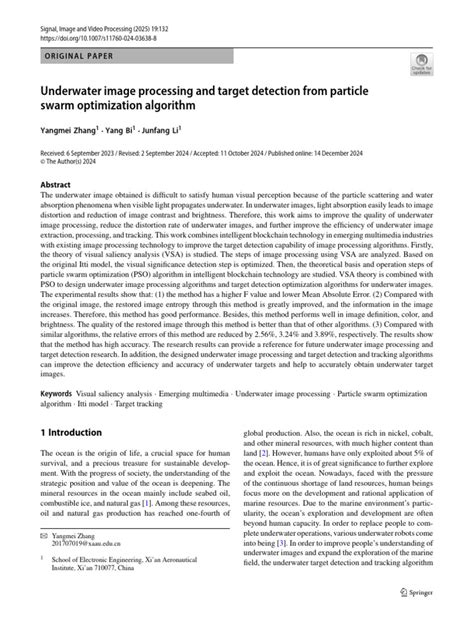 Underwater Image Processing And Target Detection From Particle Swarm Optimization Algorithm