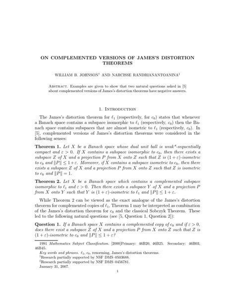 On Complemented Versions Of Jamess Distortion Theorems