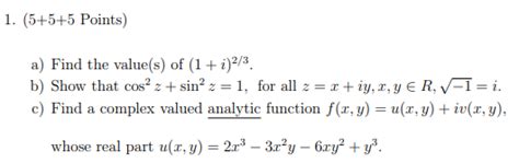 Solved Find The Values Of 1 I 1 3 Chegg Com