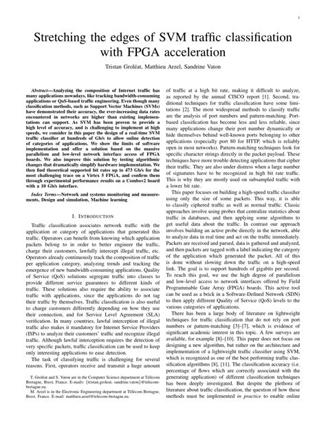 Pdf Stretching The Edges Of Svm Traffic Classification With Fpga Acceleration