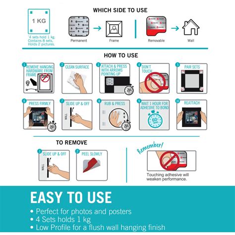 Hangables Wall Fasteners Square Adhesive Strips Set Of 8 Wilko