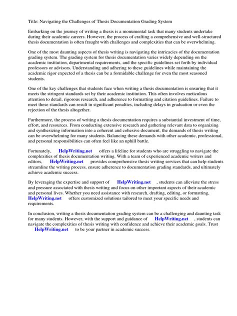 Thesis Documentation Grading System Pdf