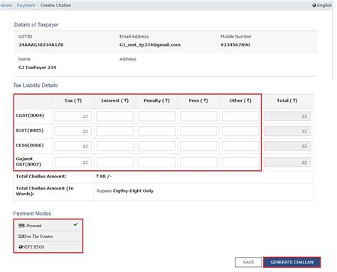 How To Generate Gst Challan Pre Login After Login Simple Tax India