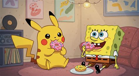 Spongebob And Pikachu Enjoying Donuts By Happyboiiiiiiiiiiiii On Deviantart