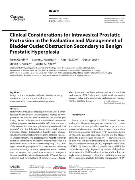 Pdf Clinical Considerations For Intravesical Prostatic Protrusion In The Evaluation And