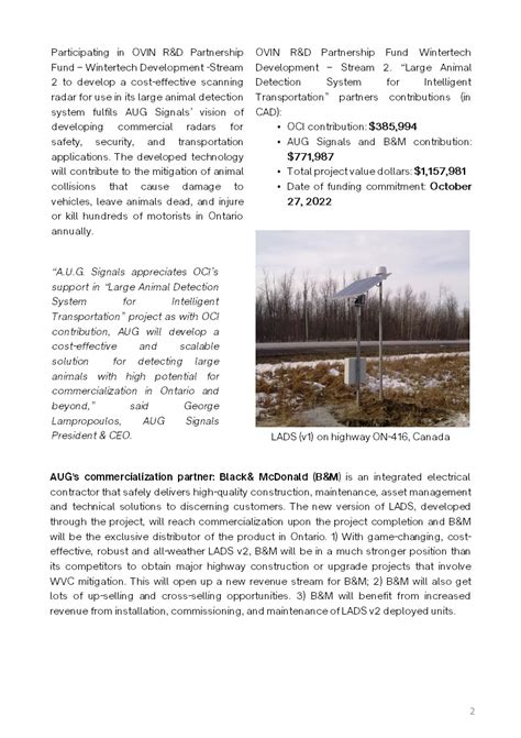 Aug Signals Ltd Aug In Collaboration With Its Commercialization Partner Black And Mcdonald