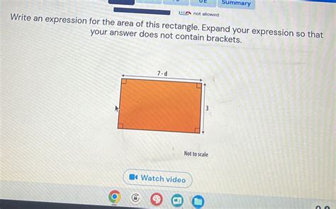 Solved Summary Not Allowed Write An Expression For The Area Of This Rectangle Expand Your