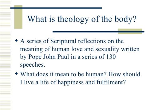 Introduction To Theology Of The Body